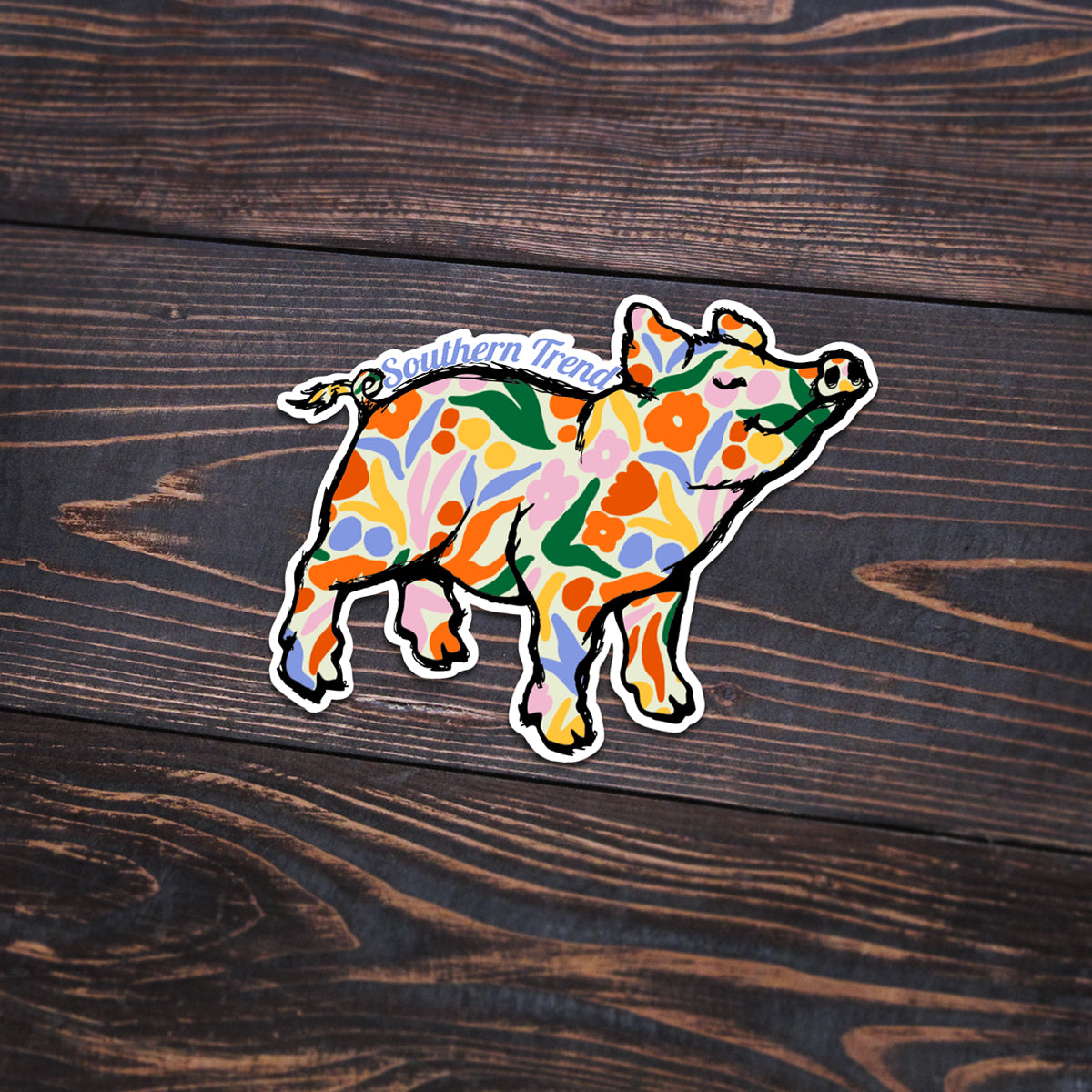 Petal Pattern Pig Sticker – Southern Trend