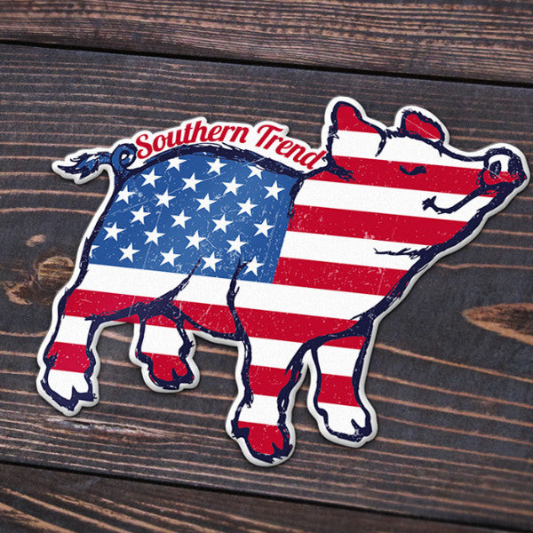 American Flag Pig Sticker – Southern Trend